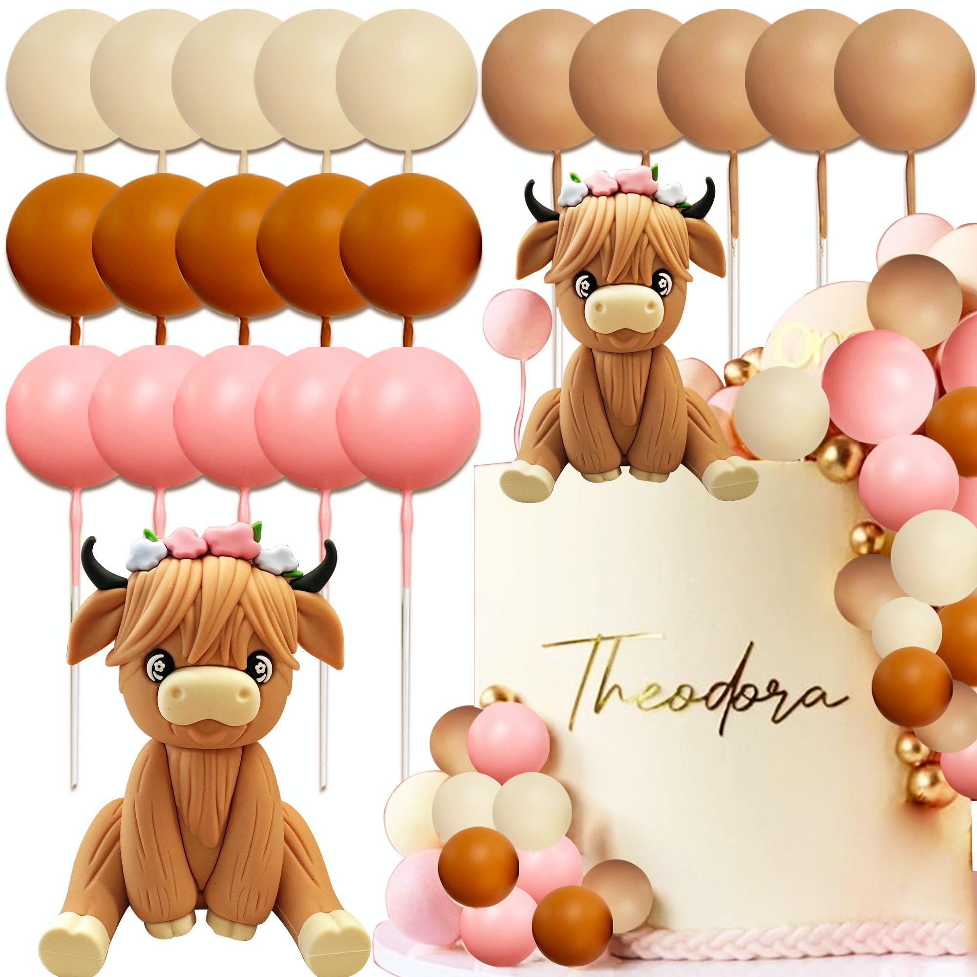 Amazon.com: JeVenis Girls Highland Cow Cake Decorations Cake Topper ...