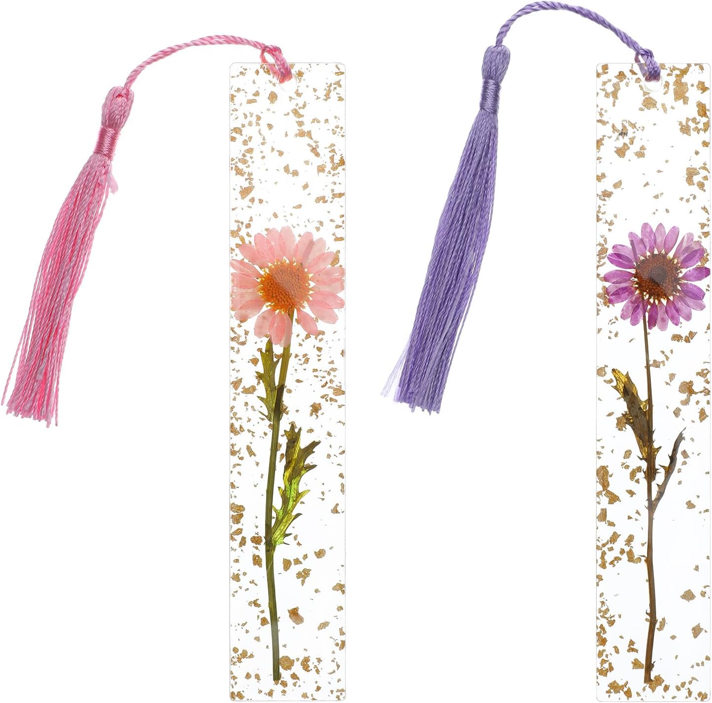 Amazon.com: 2PCS Dried Flower Resin Bookmarks, Transparent Floral Page ...