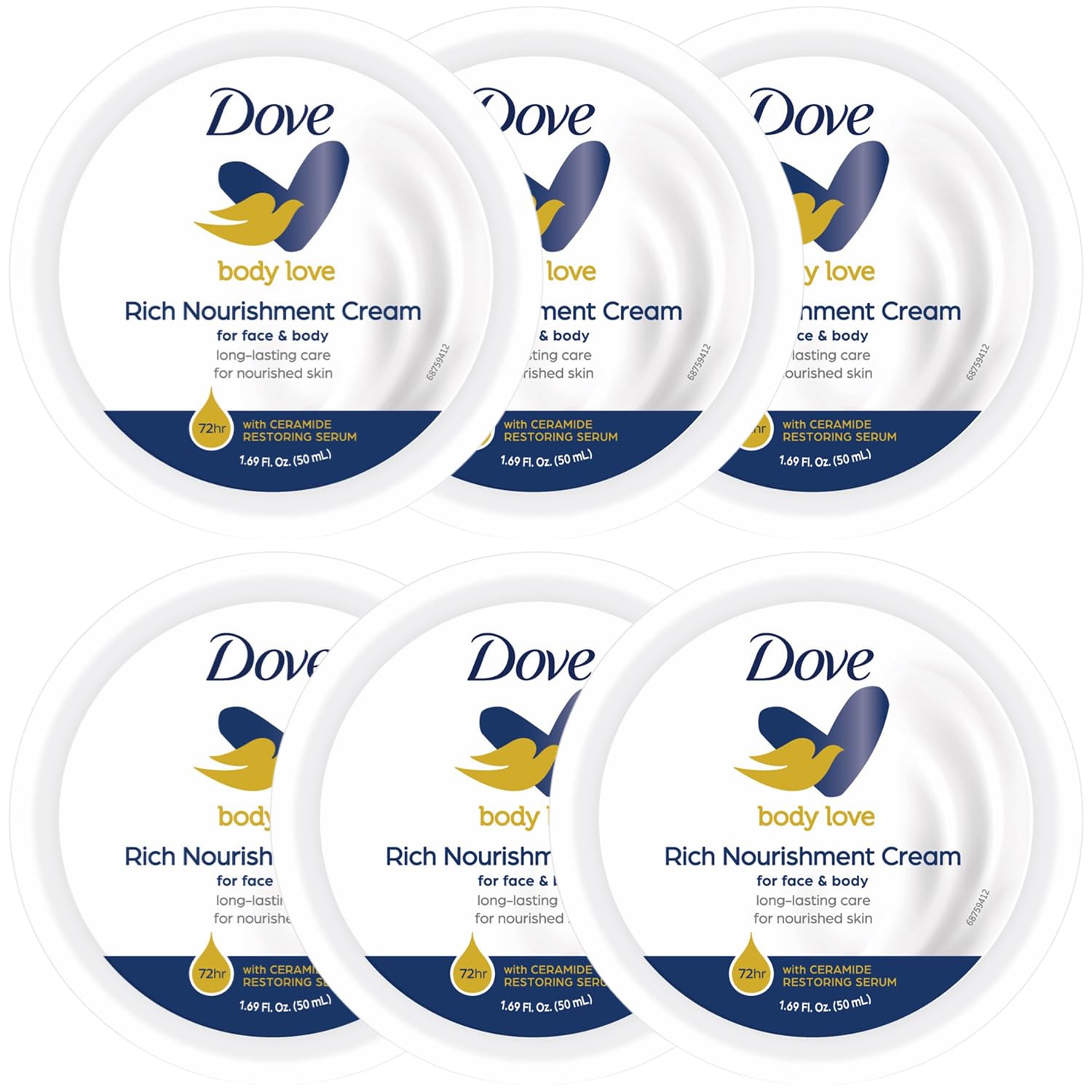 Amazon.com : Dove Rich Nourishment Body Cream 6-Pack – 48H Moisturizing Cream for Extremely Dry ...