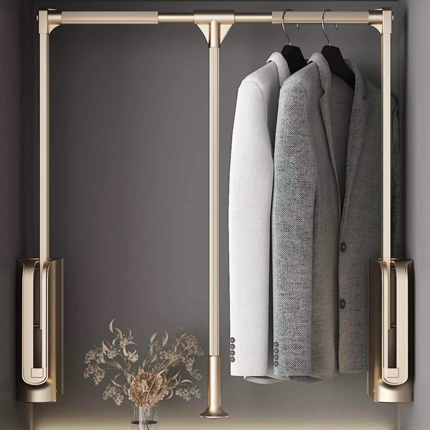 boyewpw Pull Down Hanging Rail for Wardrobe, Retractable Adjustable ...