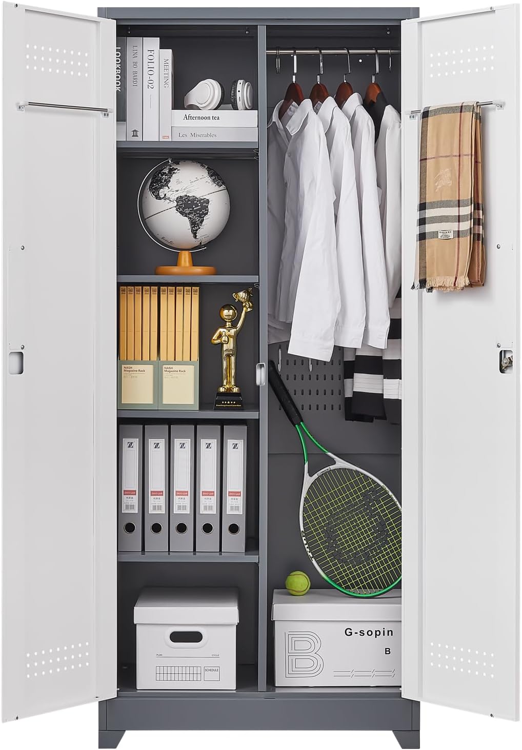 Amazon.com: GREATMEET 72.8" Broom Storage Cabinet, Utility Cabinets for ...