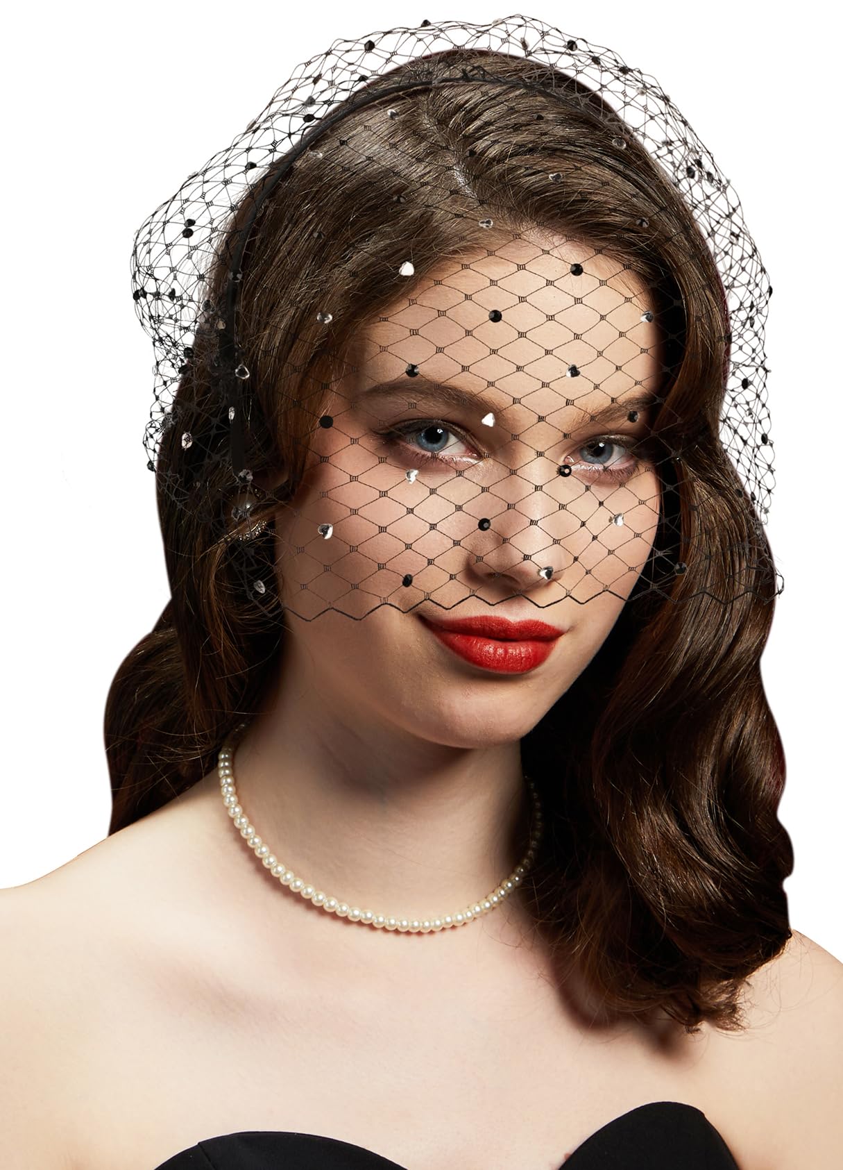 Snapklik.com : Cizoe 1920s Flapper Fascinator Mesh Face Veil Headband ...