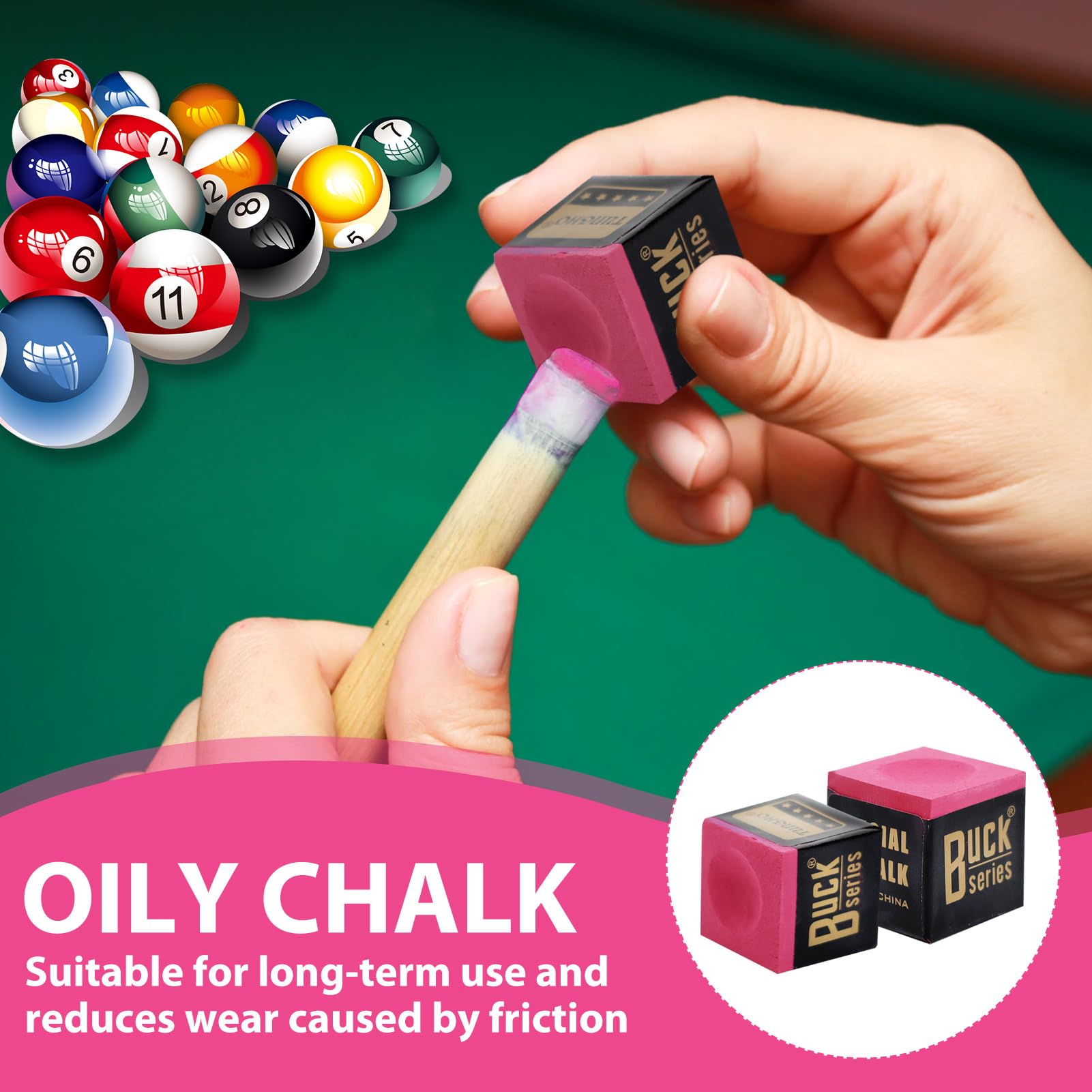Triangle Chalk LIOOBO 12-Pack Pool Cue Chalk Cubes Snooker Cue Cleaning ...