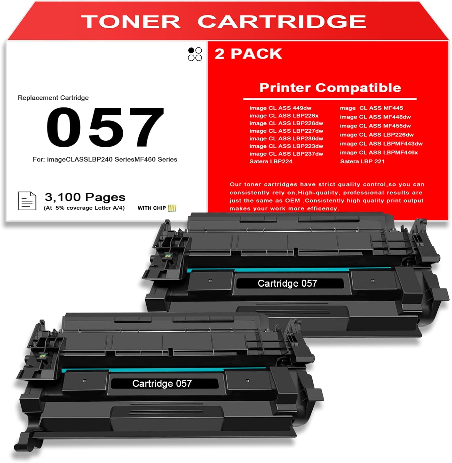 Amazon.com: 057 057H Black Toner Cartridge Replacement for Canon 057 ...