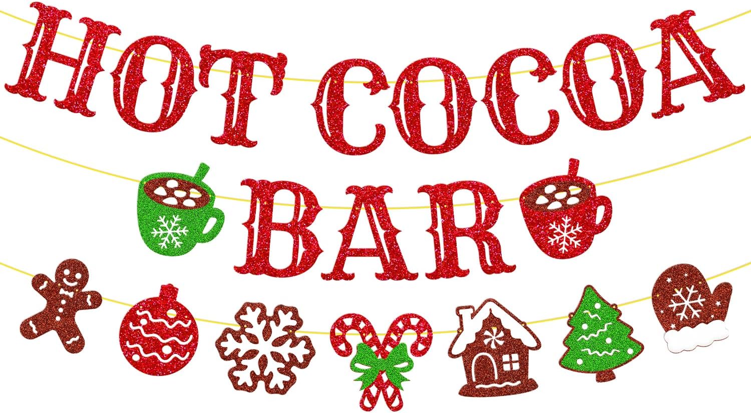 Amazon.com: Merry Christmas Decoration Hot CoCoa Bar Banner Hot ...