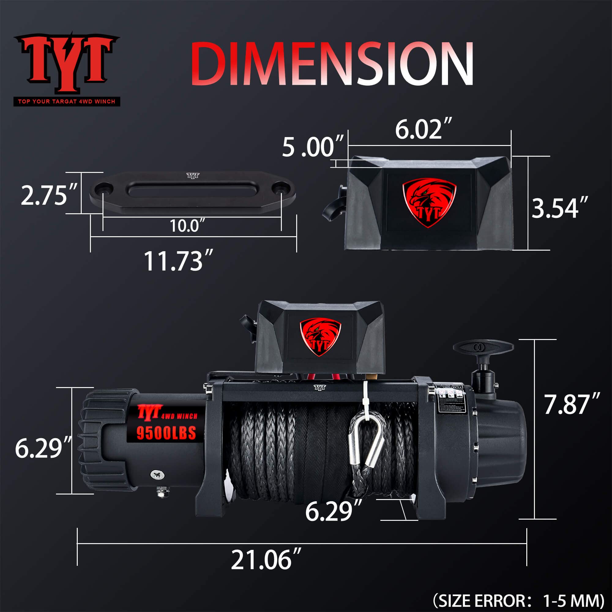 Snapklik.com : TYT T1 Series Winch 9500 Lb Load Capacity Electric Winch ...
