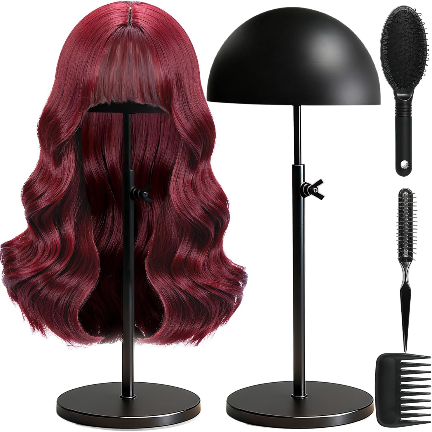 Amazon.com: WiZiWi Wig Stand 1Pack Full-Iron Black Wigs Head Adjustable ...