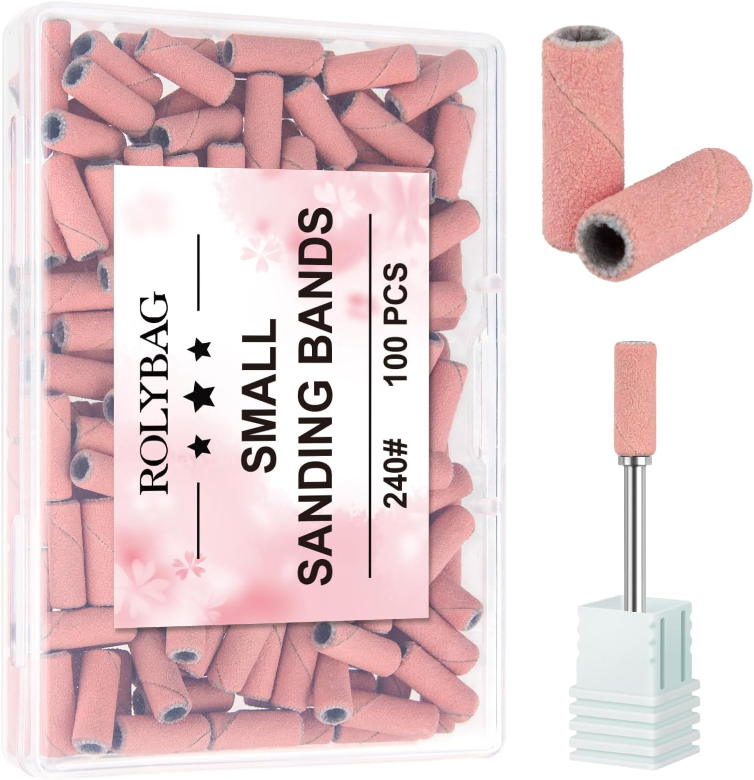 Amazon.com: Rolybag 100pcs Small Sanding Bands Nail Drill Bits 240 ...