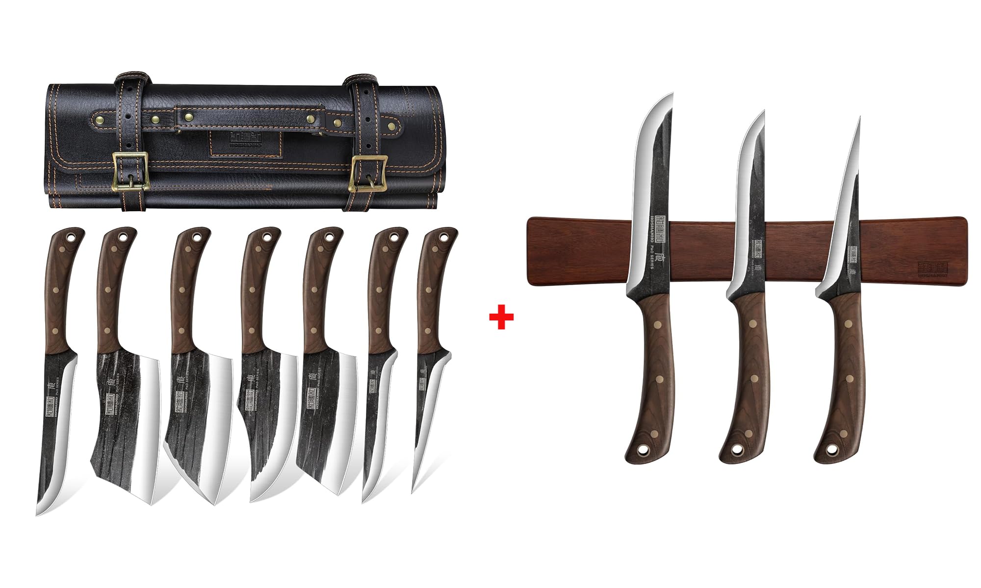 Amazon.com: HOSHANHO Butcher Knife Set 8 Pieces & Magnetic Knife Holder ...