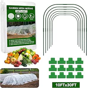 Amazon.com : Garden Mesh Netting Kit - 10x30ft Ultra Fine Mesh with 6 Sets Hoops & 12 Clips ...