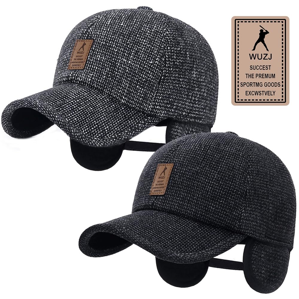 RRiody 2pcs Winter Baseball Cap for Men, Adjustable Warm Outdoor Sport ...