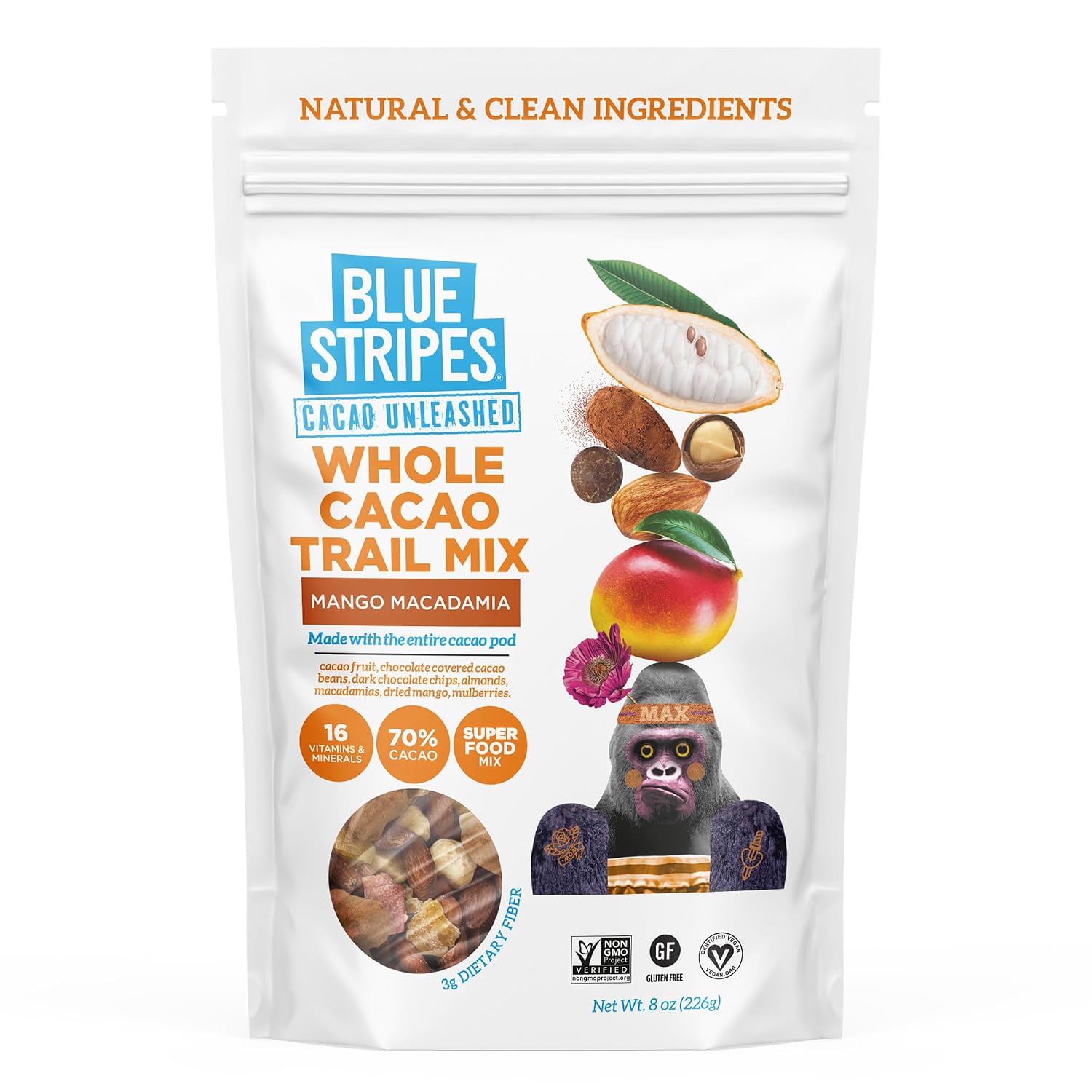 Amazon.com: Blue Stripes Mango Macadamia Trail Mix, 8 OZ