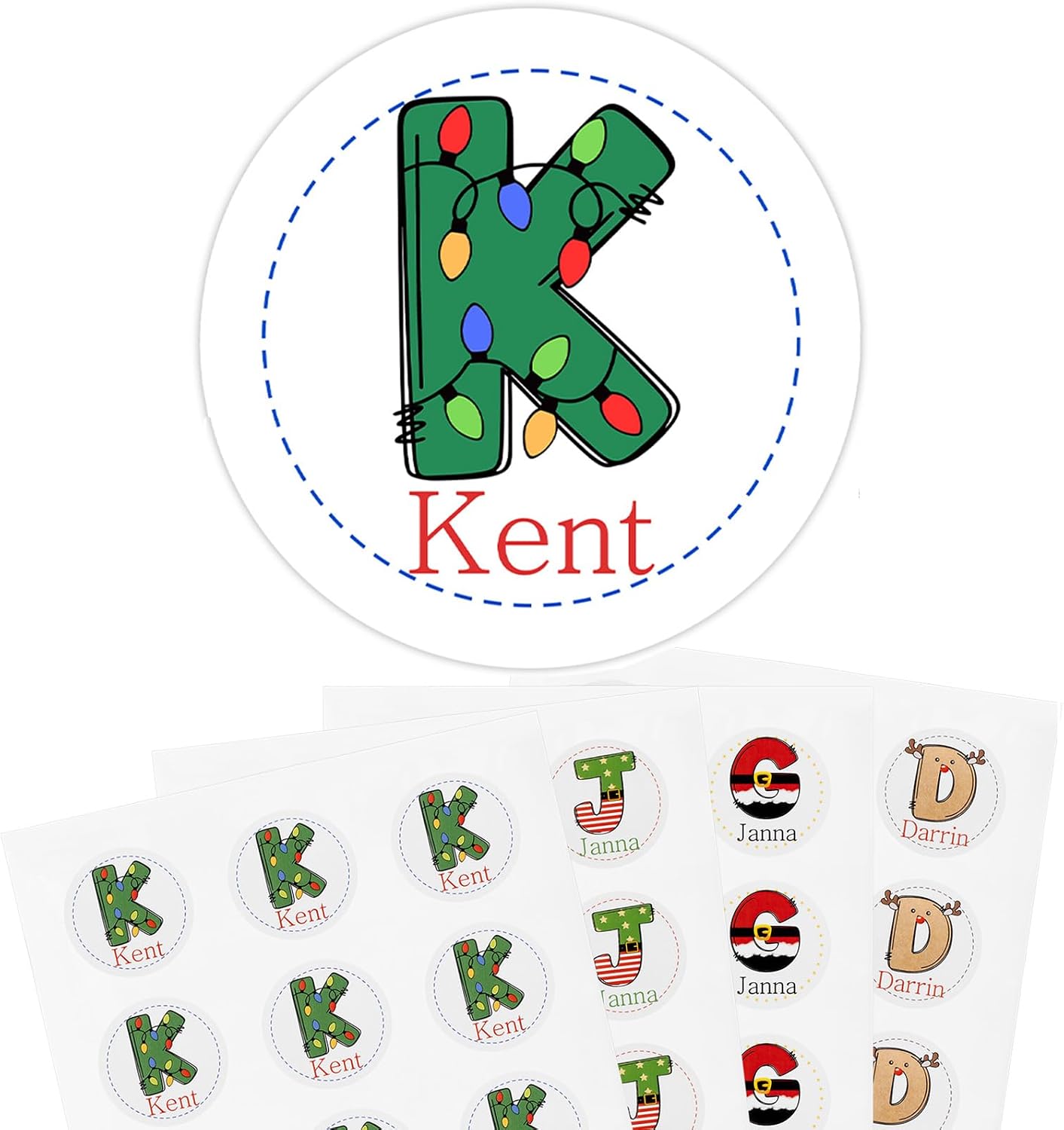 Amazon.com: 30pcs Personalized Christmas Stickers with Initial Name ...