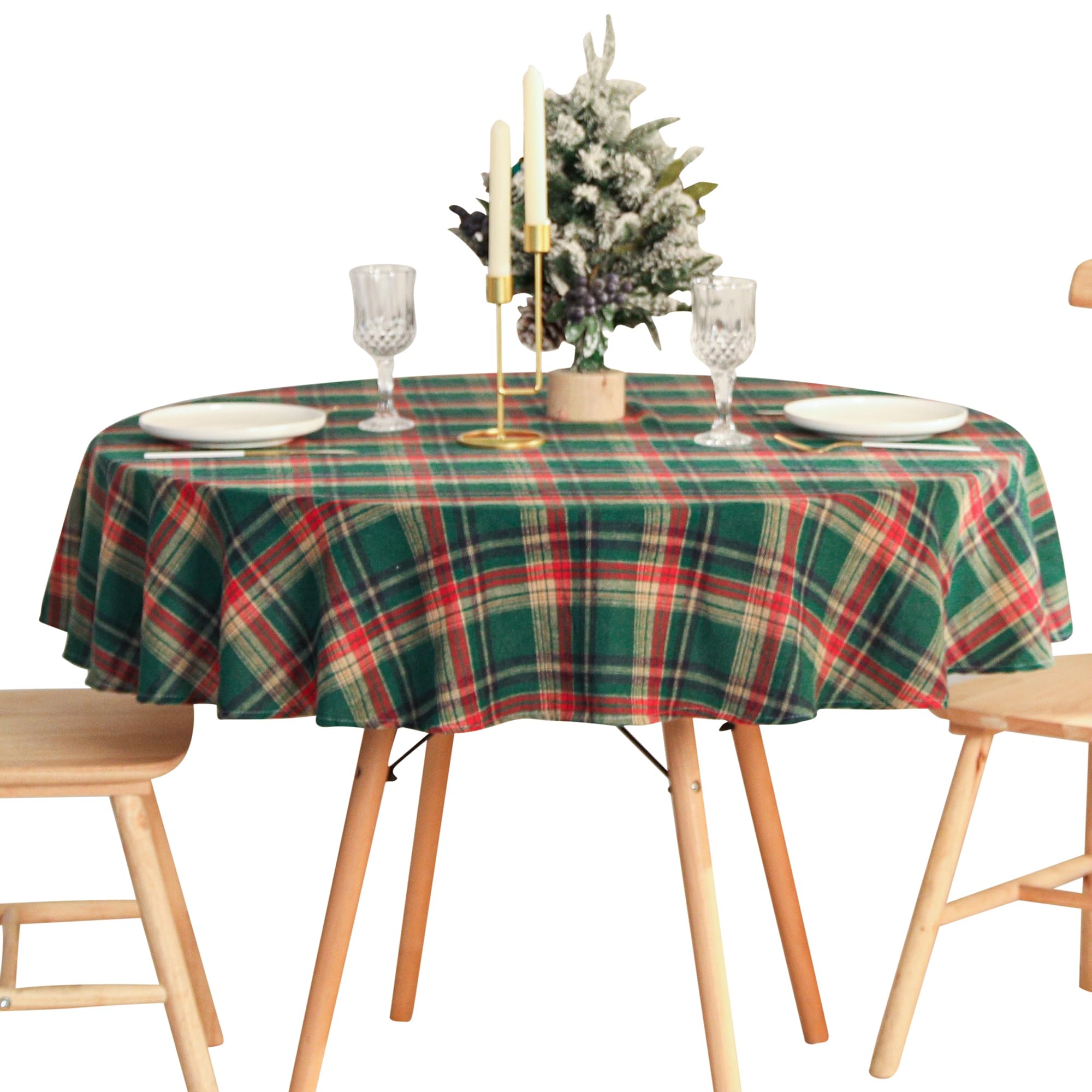 Amazon.com: Green Buffalo Plaid Tablecloth Round Checkered Table Cloths ...
