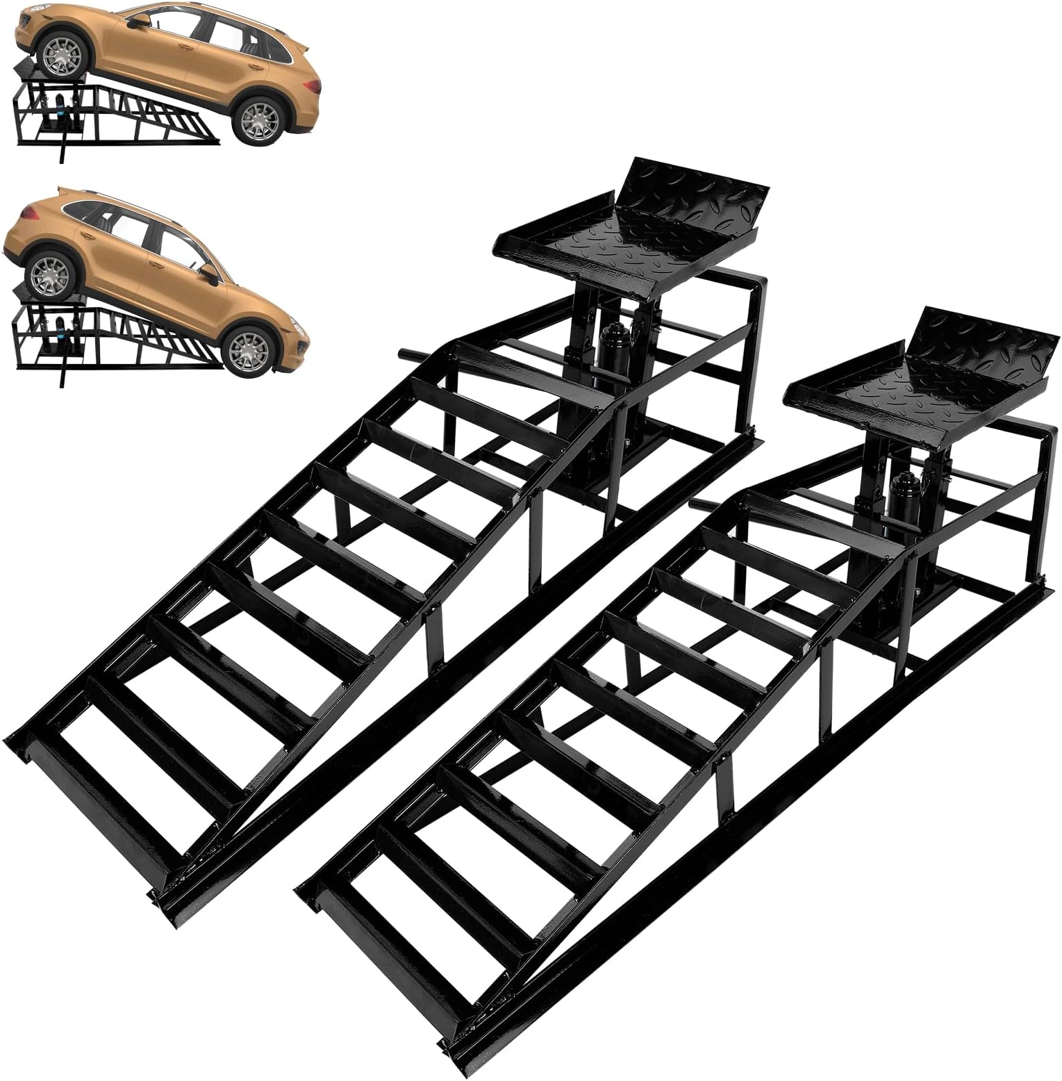 Amazon.com: KAFLLA 2 pcs Hydraulic Car Ramps, 5T 11023LBS Low Profile ...