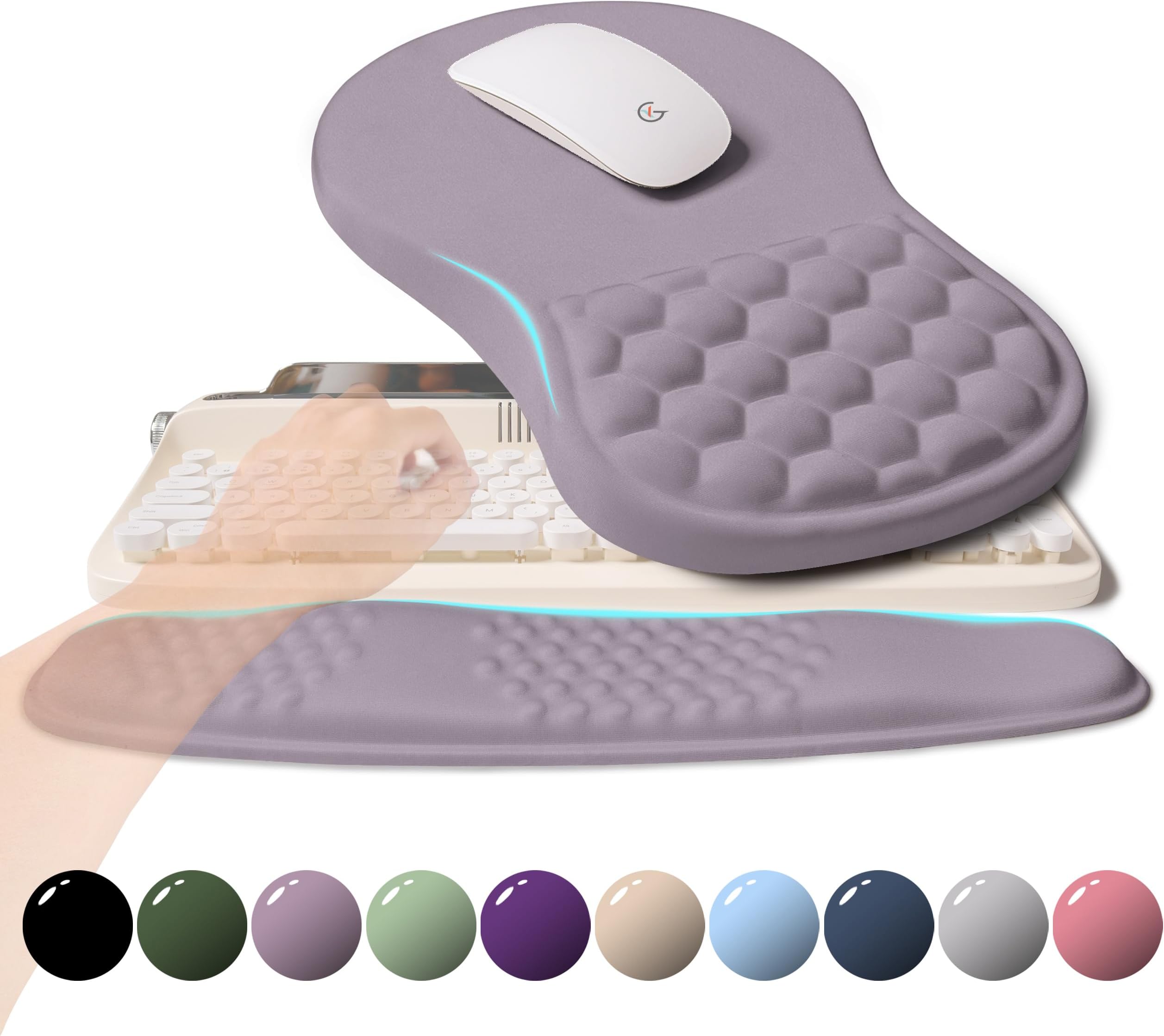 Amazon.com: KUOSGM 2-in-1 Ergonomic Set, Wave Rise Keyboard Wrist Rest ...