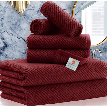 Amazon.com: Red Towels for Bathroom,6 Pieces Gift Set,100% Cotton ...
