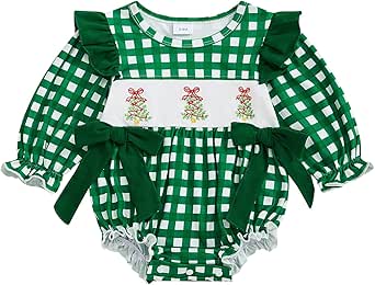 Amazon.com: PUHHAPIEY Baby Girl Halloween Outfit Pumpkin Print Bubble Romper Bow Long Sleeve ...