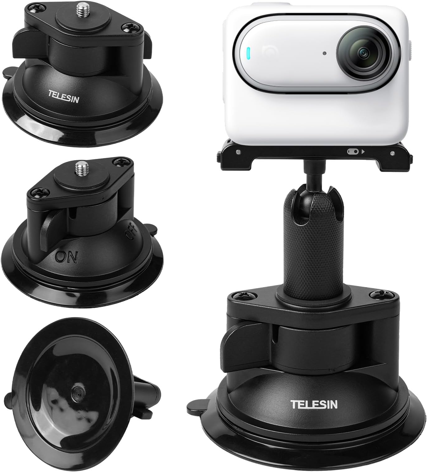 Amazon.com: TELESIN Suction Cup + Magnetic Mount Kit for Insta360 Go3 ...