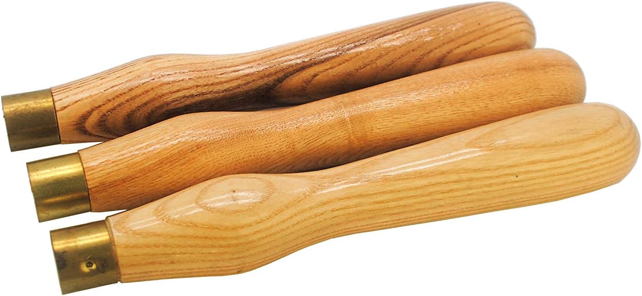 Proops 3 x 225mm Long Wood Ash Handles with Brass Ferrules for Wood ...