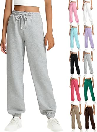 Amazon.com: Girl Sweatpants,Girls Sweatpants Kids Grey Soft Cotton ...