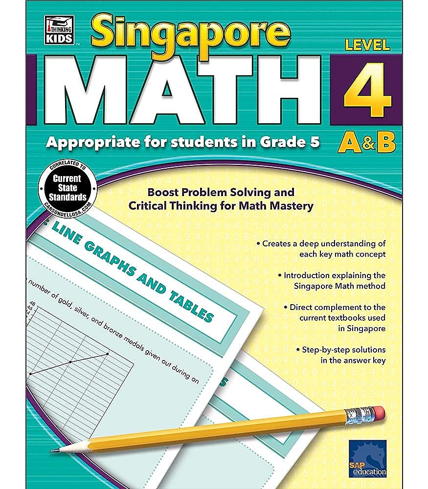 Singapore Math Level 4 A & B 5th Grade Math Workbooks, Singapore Math ...
