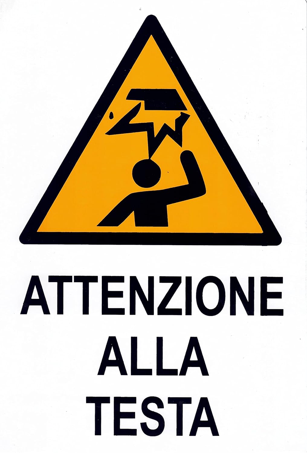 Cartello Alluminio 300x200 Attenzione Alla Testa : Amazon.it: Fai da te