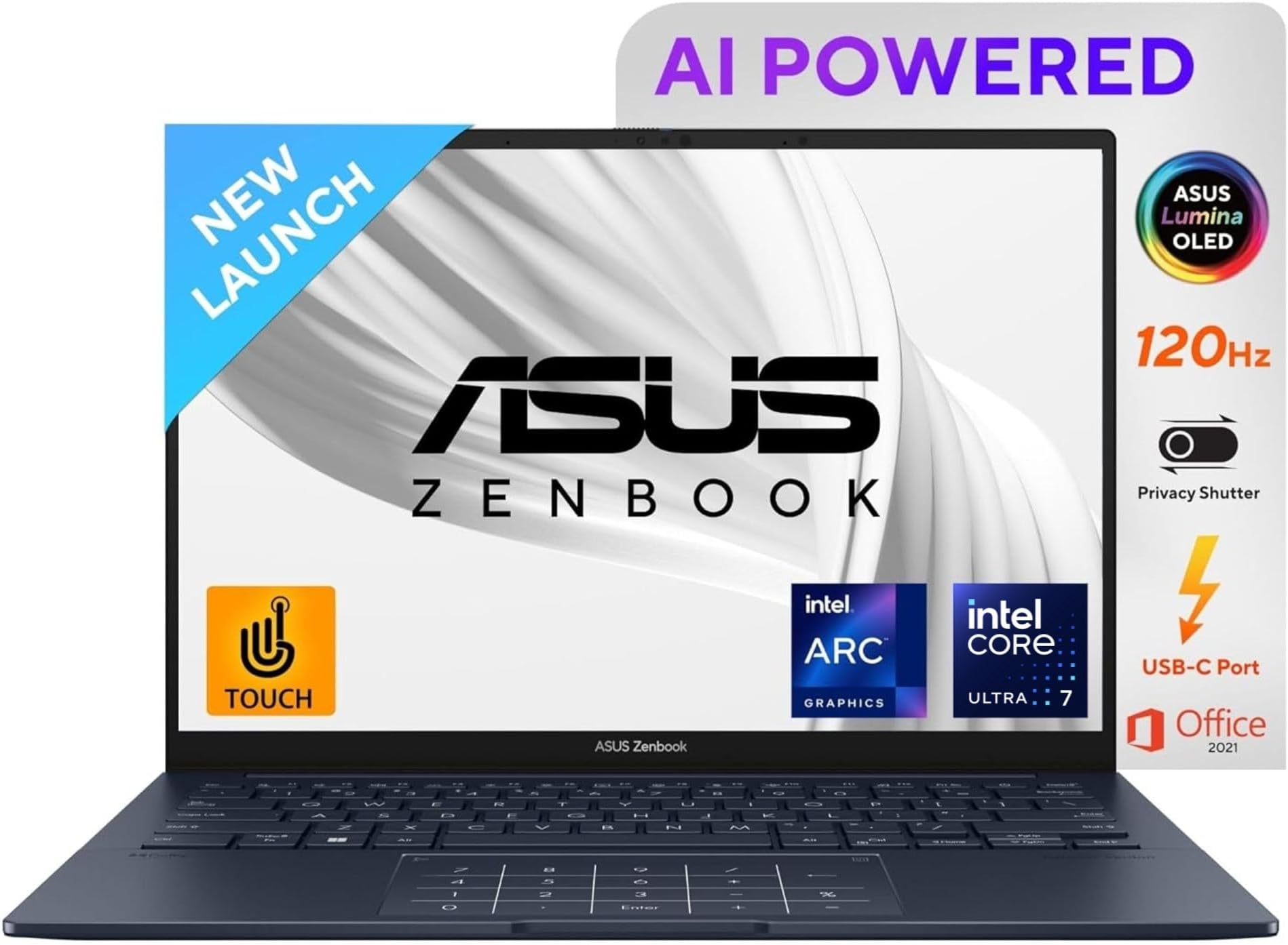 ASUS Zenbook 14 3K OLED 16:10 Touch, 120Hz, Intel Core Ultra 5 125H 1.2 ...