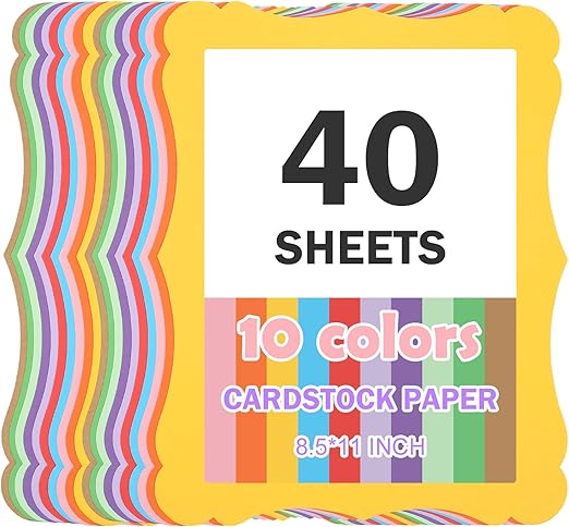 Amazon.com: 40 Sheets 8.5" X 11" Colored Kraft Cardstock, 10 Assorted ...