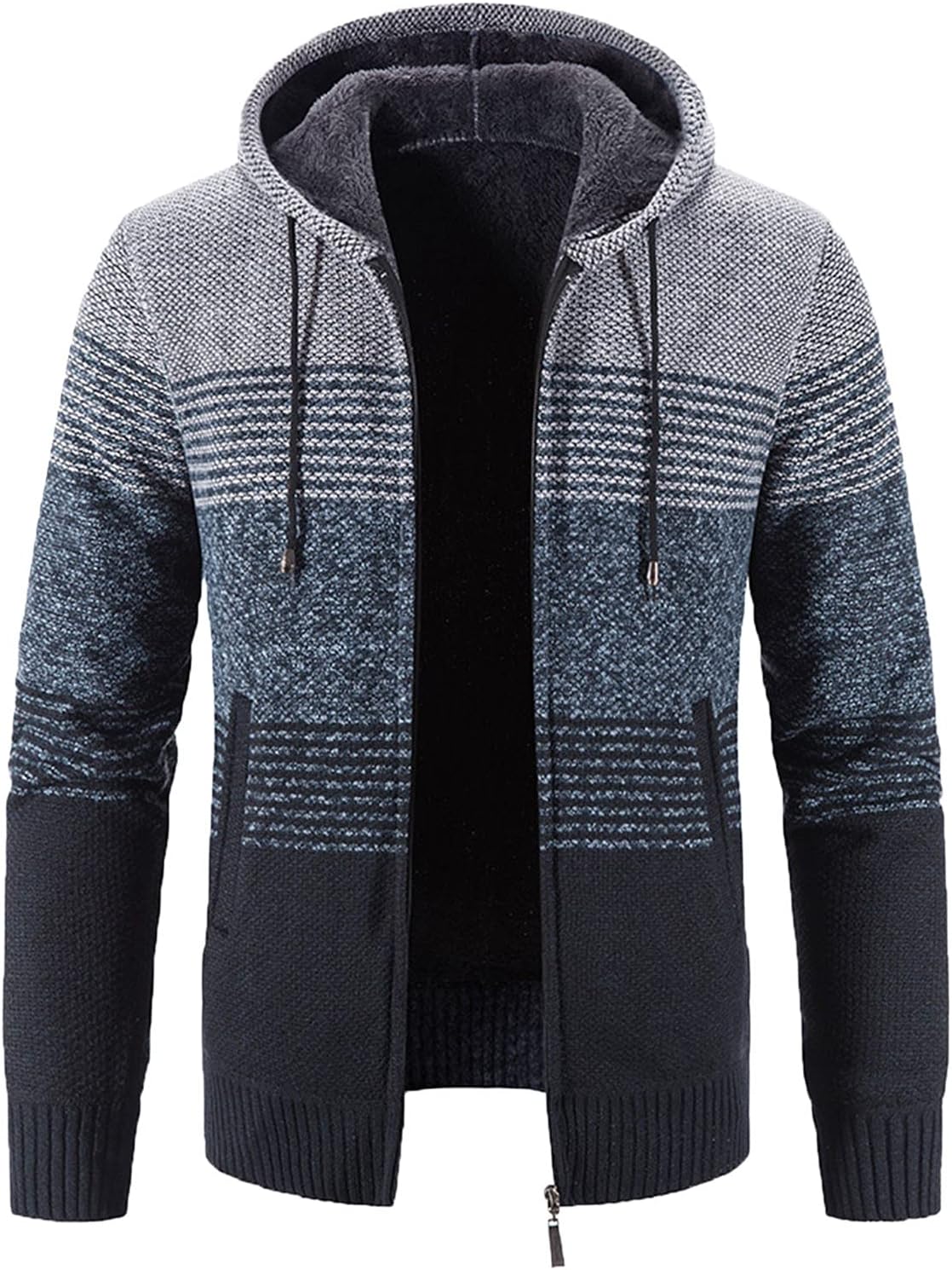 BBWL Cardigans Homme Automne Hiver Veste en Maille Ouvrez-Front Zippé ...