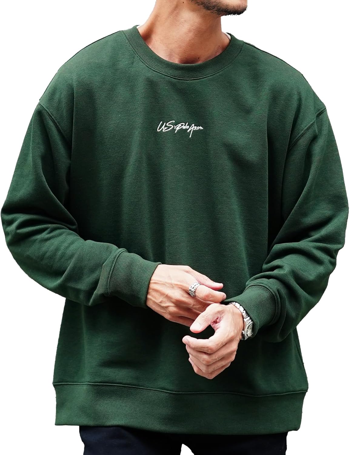 Amazon.co.jp: US.POLO ASSN.(ユーエスポロアッスン) ブランド別注裏毛クルーネックトレーナー L Cグリーン｜メンズ レディース ユニセックス ロゴ ワンポイント ...
