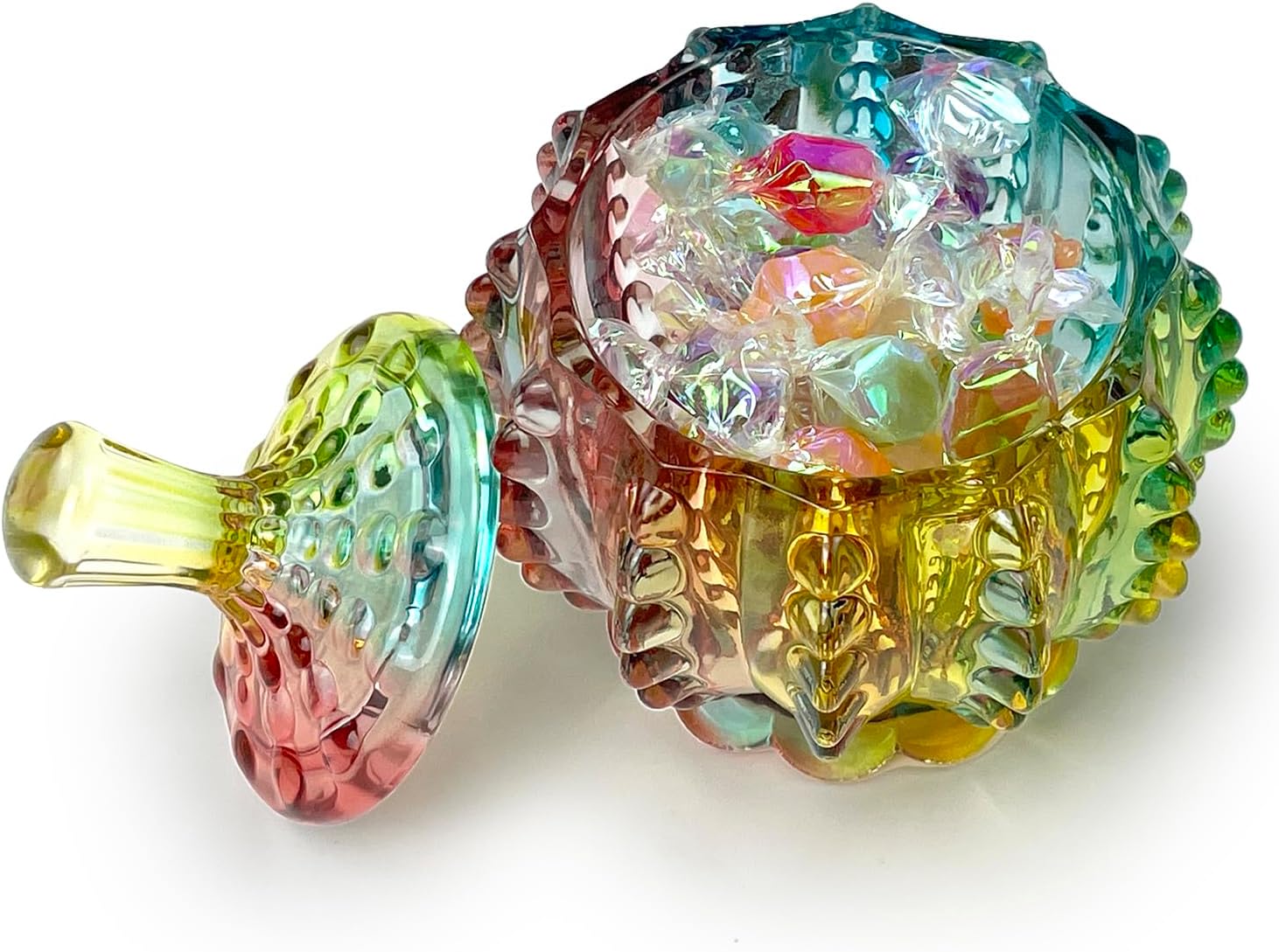 Amazon.com: EWEIGEER Colorful Crystal Glass Candy Snack Barrel Storage ...