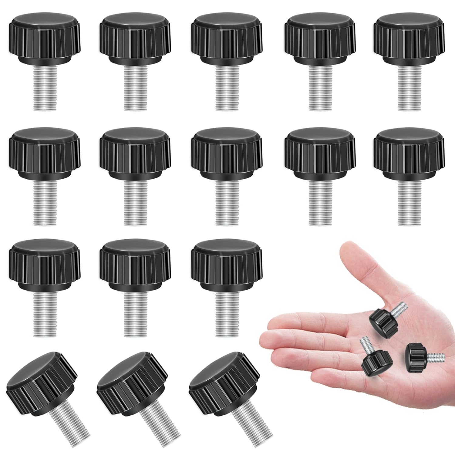 Threaded Knurled Thumbscrew, 20 Pcs M4 x 10 mm Carbon Steel Threaded ...