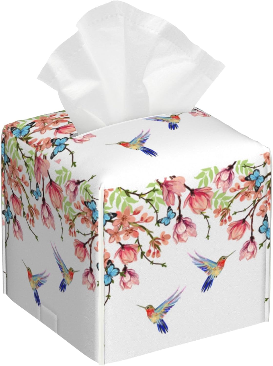 Amazon.com: Hummingbird and Flowers Tissue Box Cover Square,Pink Floral ...