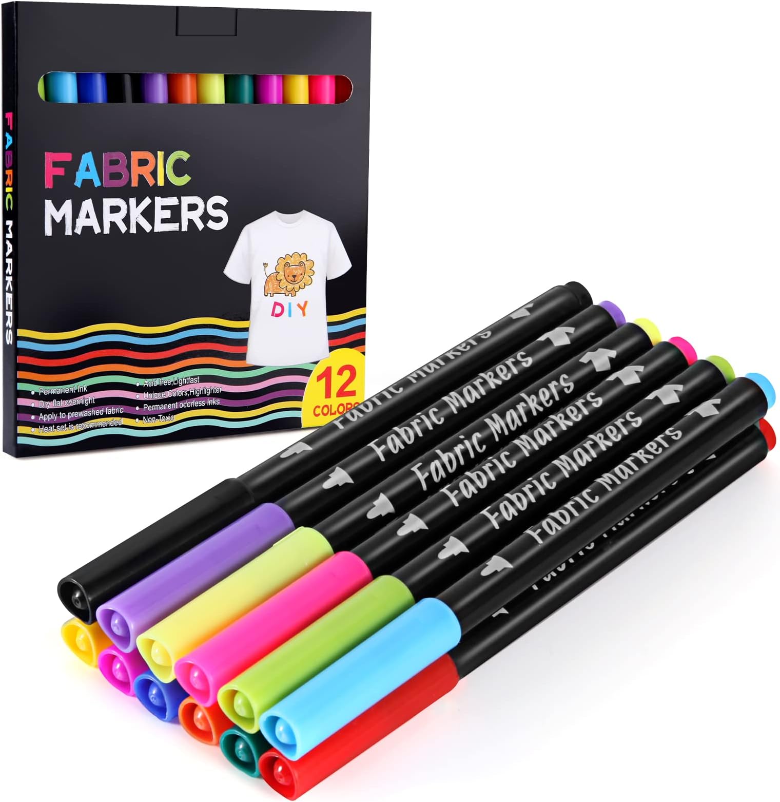 G4GADGET Pack of 8 Quality Colored Fabric Markers T Shirt Pens Fabric ...