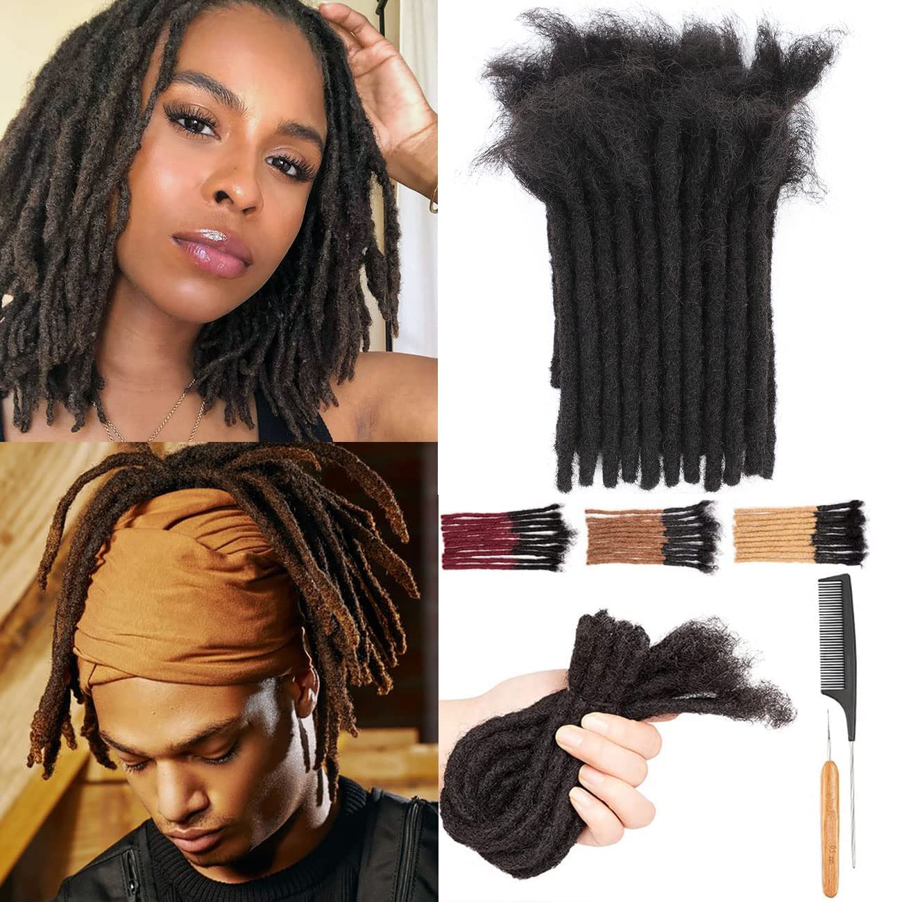 Amazon.com : Lyummy Dreadlock Extensions Human Hair for Men/Women 8 ...