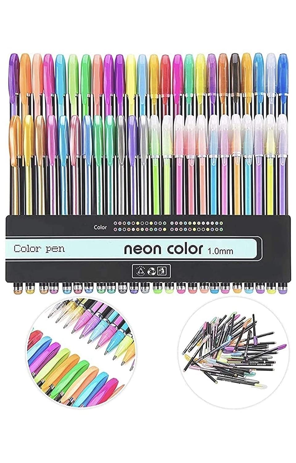 Paaroots 48 Pisces Gel Pens Set Color Gel Pens,Glitter, Metallic, Neon ...