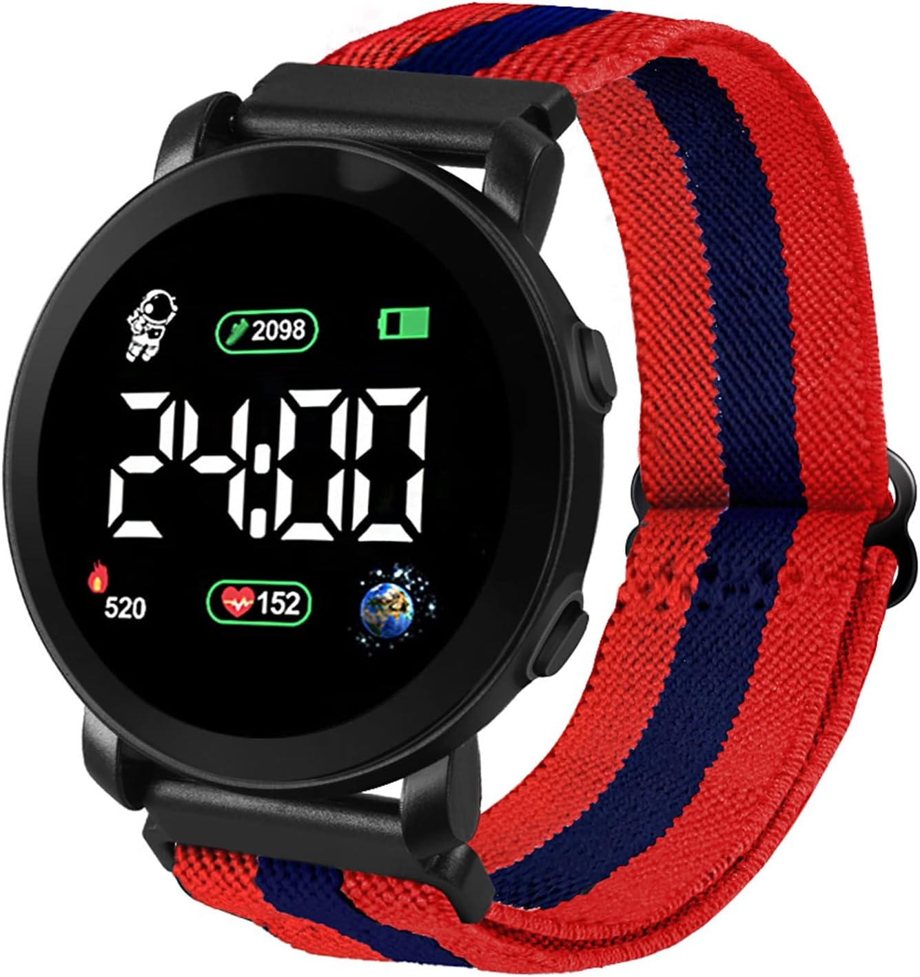Amazon.com: LED Electronic Watch Elastic Band Multifunctional Round ...