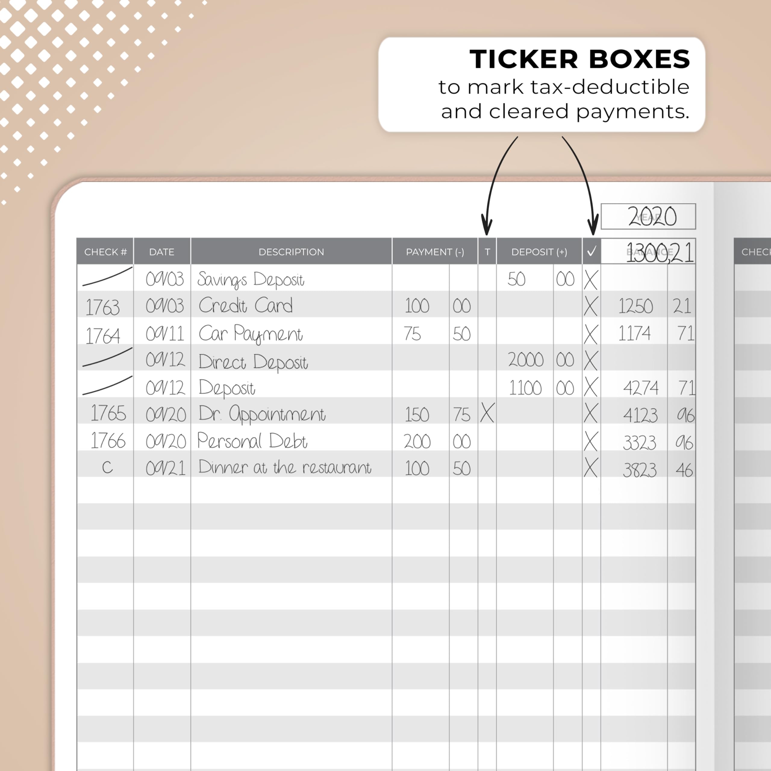 Snapklik.com : Check Register Book - Deluxe Transaction Register ...