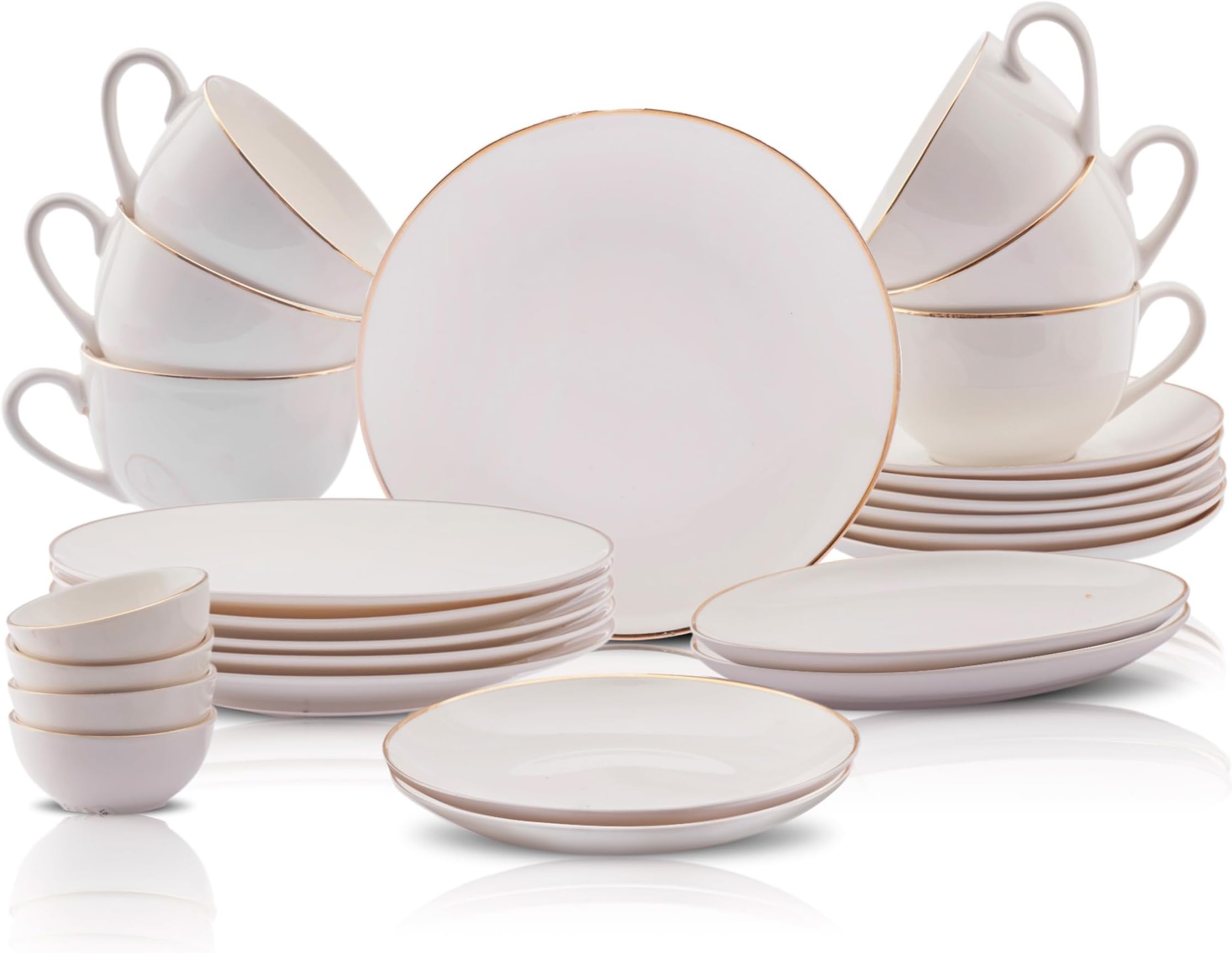 Karaca Marcelo Gold Breakfast Set for 6 People - 26-Piece Crockery Set ...