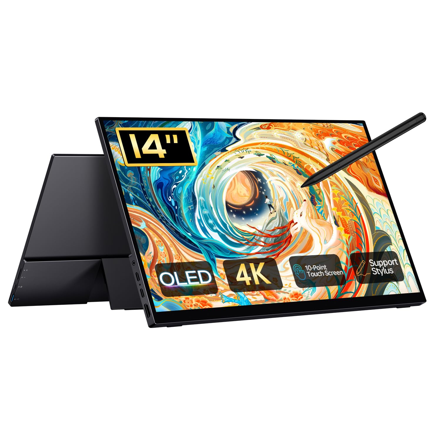 Snapklik.com : Qunub 14" Portable Monitor OLED 4K, Touch Screen Monitor ...