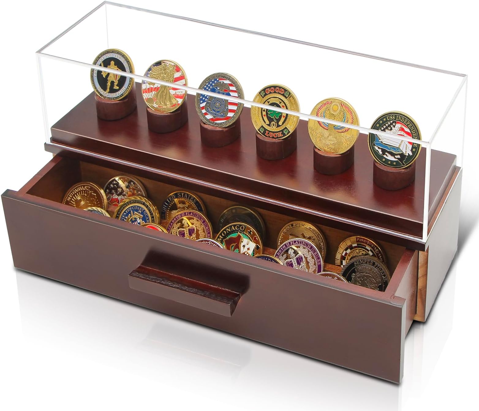 Amazon.com: Yamahiko Coin Display Case with Clear Lid, Wooden Military ...