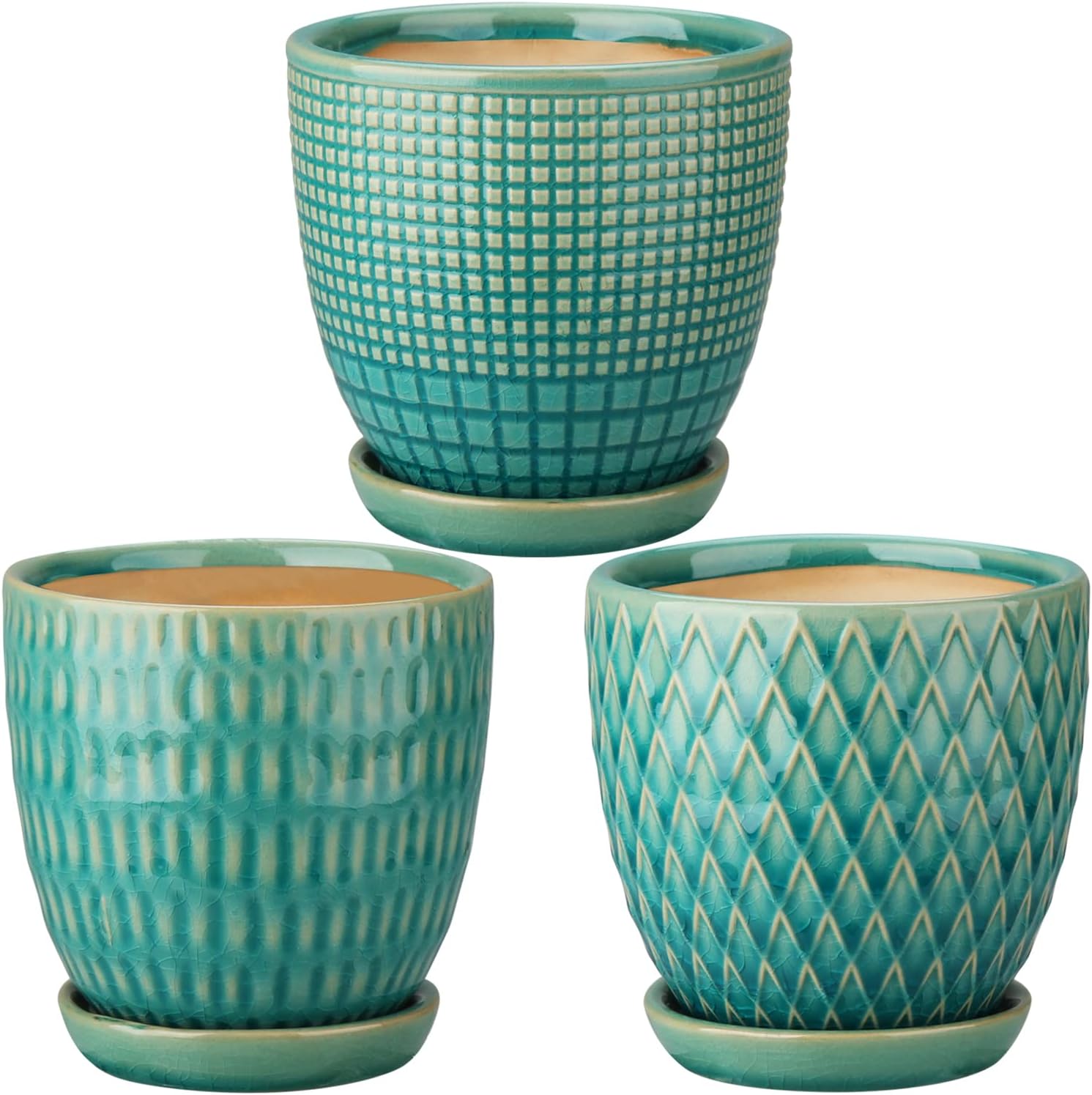 Amazon.com : CroBlissful 5 Pack Flower Pots 5 Inch Outdoor Plant Pots ...