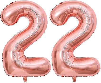 Amazon.com: Rose Gold 22 Number Balloons, 40 Inch Giant Number 22 ...