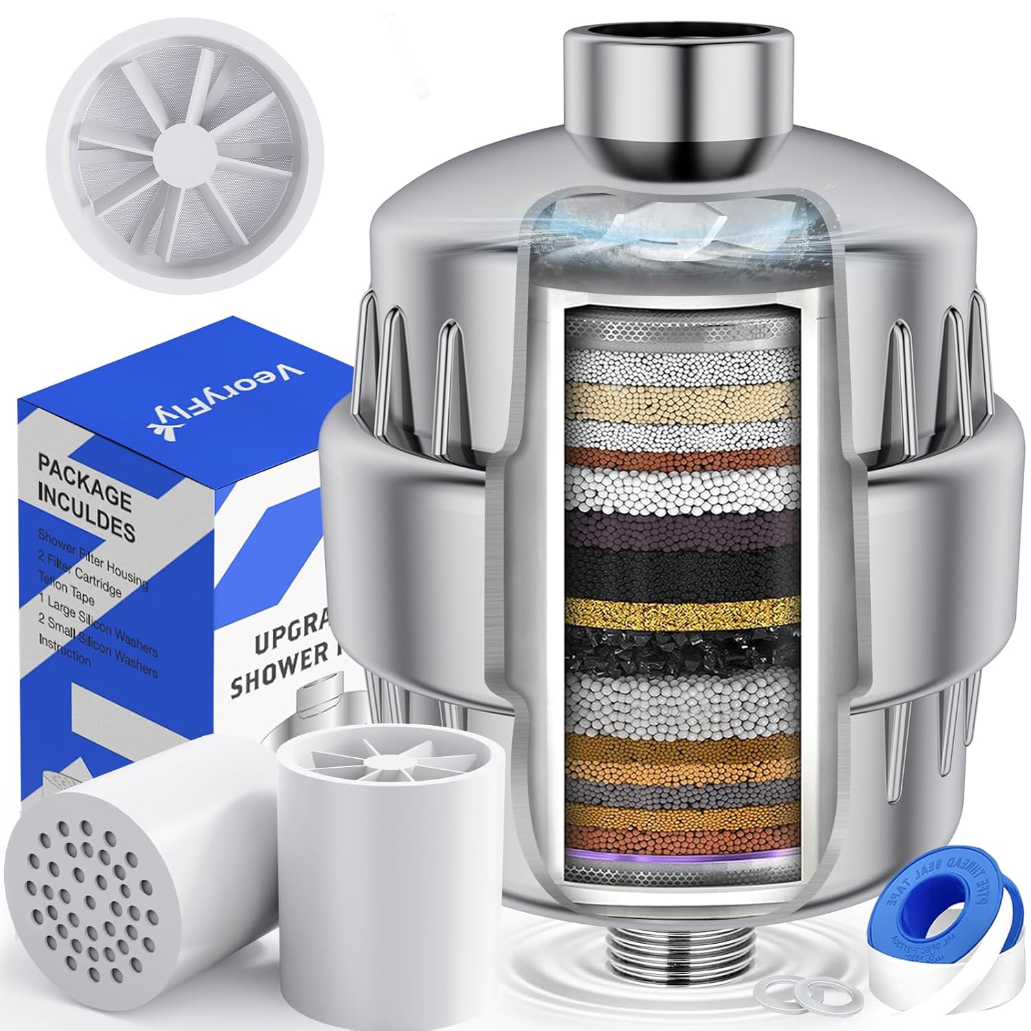 Veoryfly 30-Stage Shower Filter with Vitamin C for Hard Water, High ...