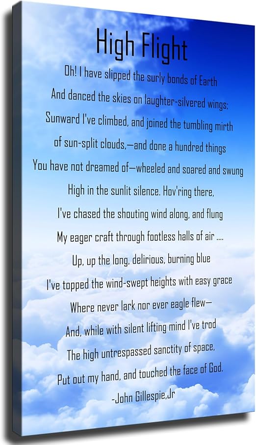Amazon.com: Inspirational High Flight Poem Poster Canvas Wall Art ...