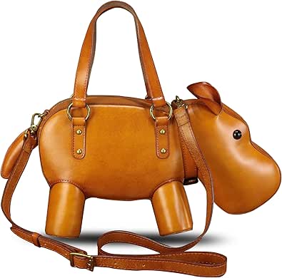 Amazon.com: Genuine Leather Handbags for Women Cute Hippo Shape Fashion ...