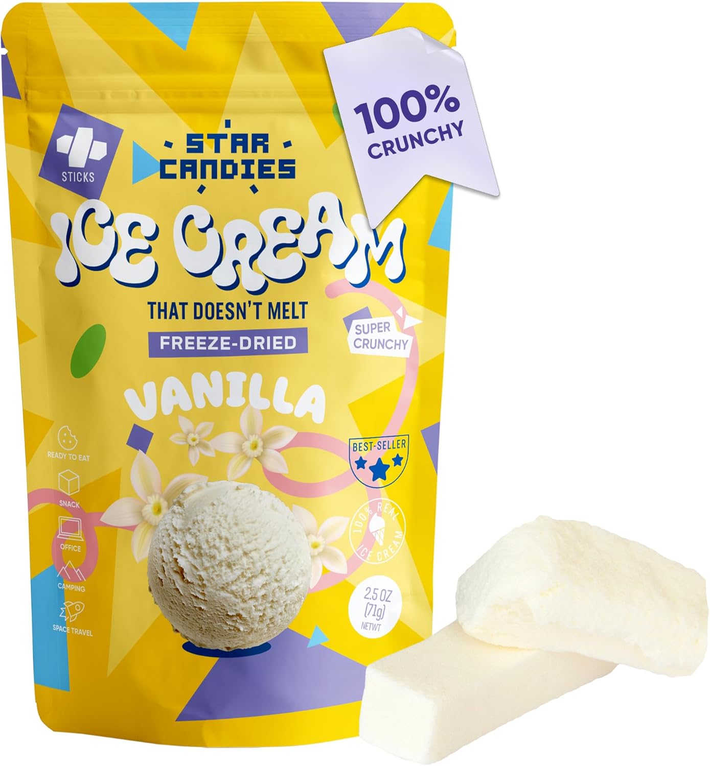 Star Candies Freeze Dried Ice Cream Vanilla - No Melting Freeze Dried ...
