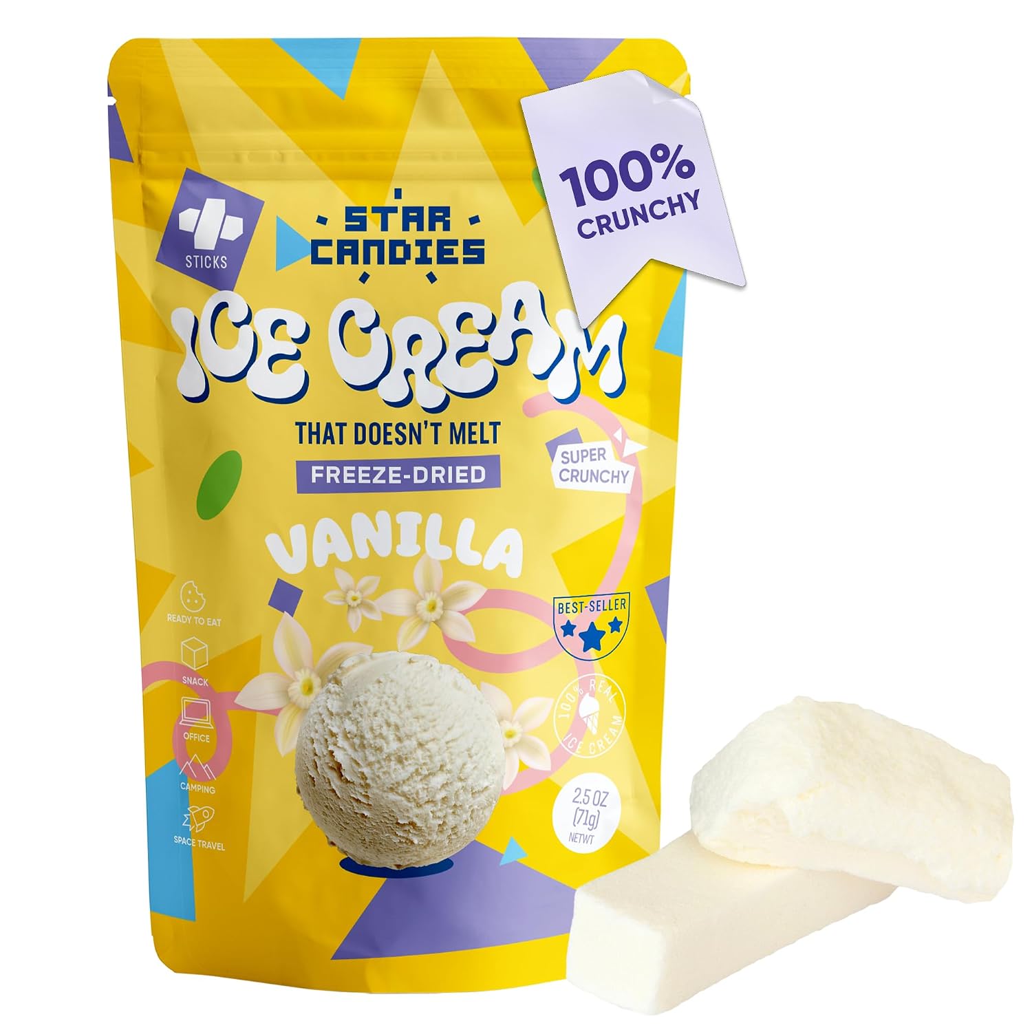 Amazon.com: Star Candies Freeze Dried Ice Cream Vanilla | No Melting ...