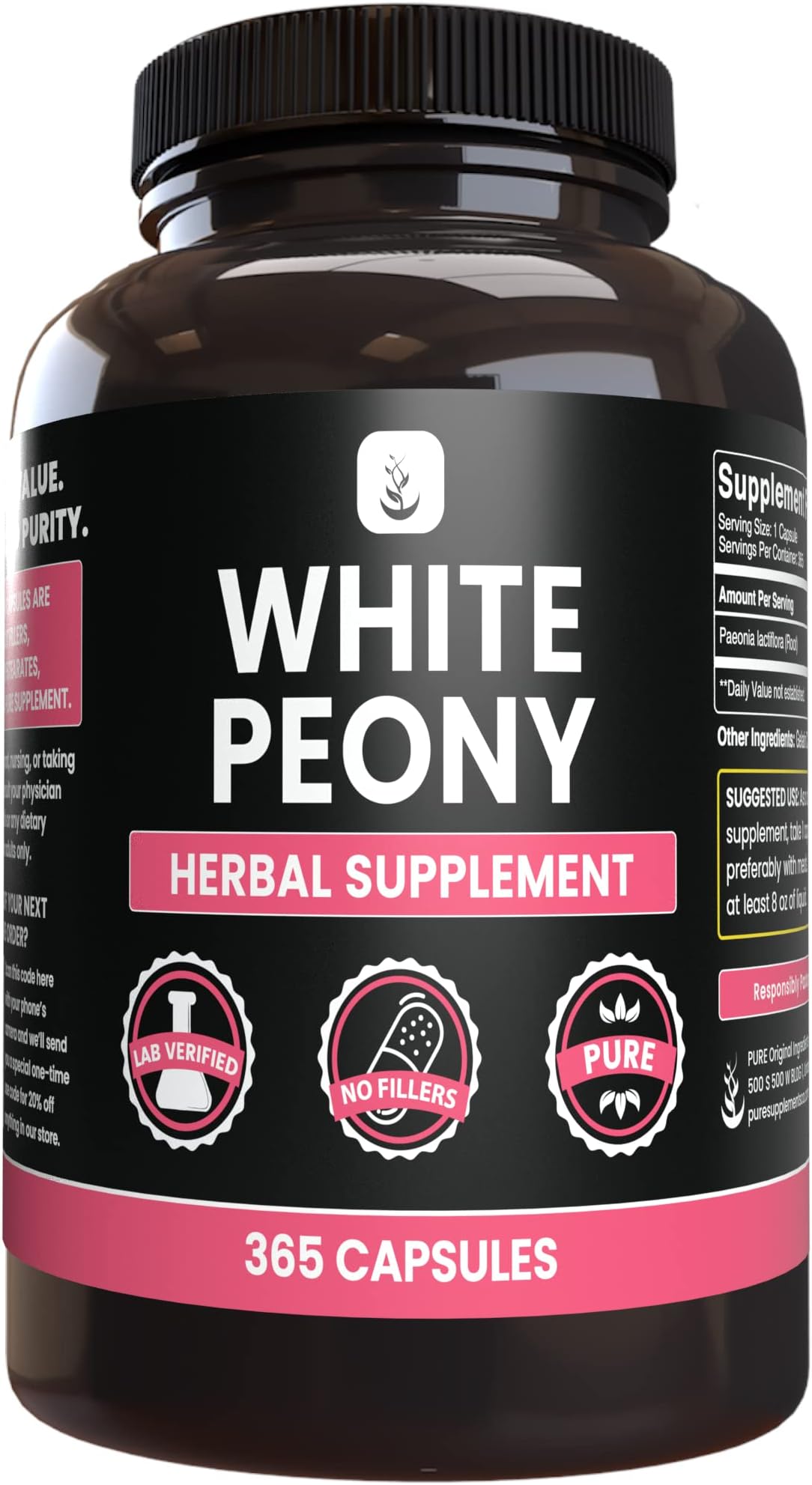 Amazon.com: PURE ORIGINAL INGREDIENTS White Peony (365 Capsules) No ...